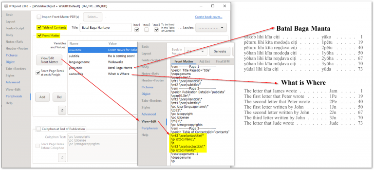 How to: Generate Table of Contents - PTXprint